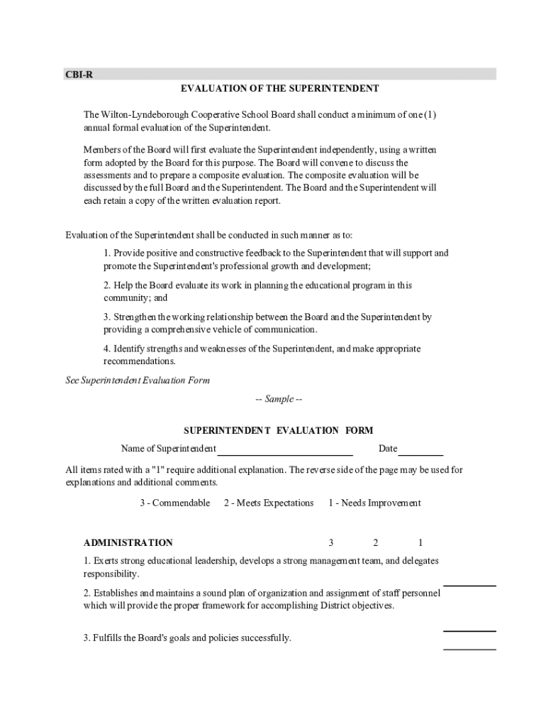 Fillable Online CBI-R Form- Evaluation of the Superintendent Final ...