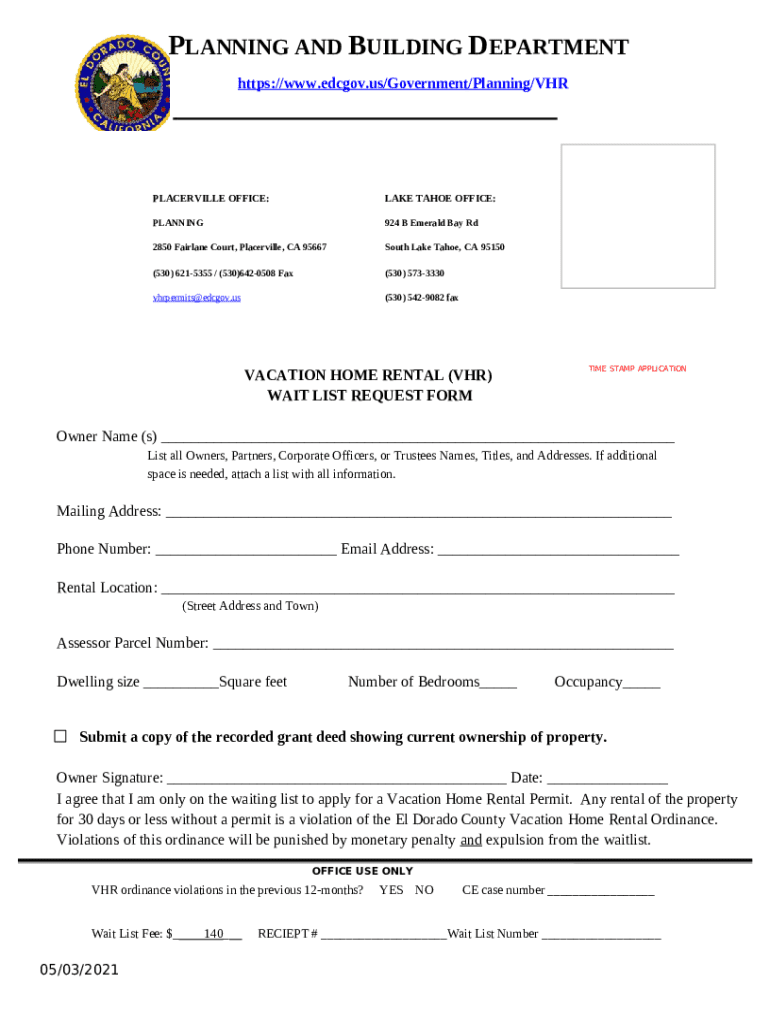 What is a Vacation Home Rental (VHR)? Doc Template | pdfFiller