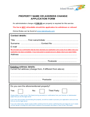 Fillable Online APPLICATION FORM SNN0224 - Property Name or Address Change Fax Email Print ...