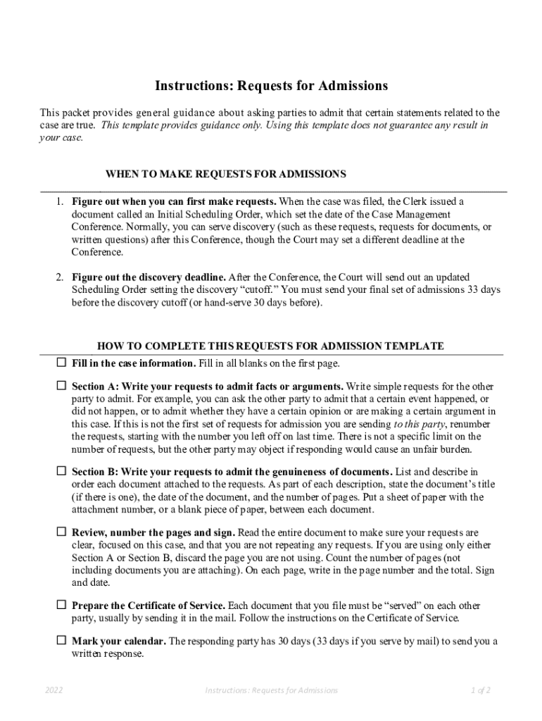 Fillable Online Use Request for Admissions Fax Email Print - pdfFiller