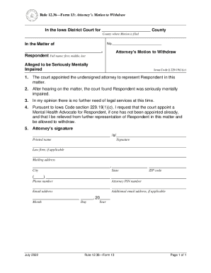 Fillable Online Attorneys Motion to Withdraw. Rule 12.36Form 13 Fax ...