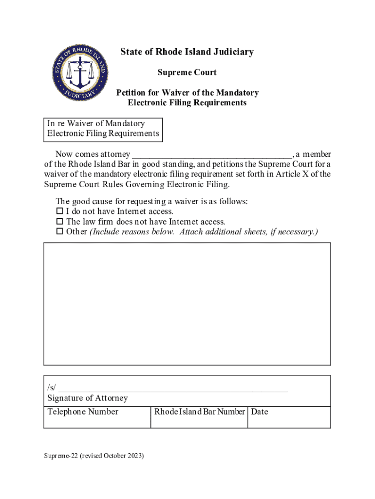 Fillable Online Petition For Waiver Of The Mandatory Electronic Filing ...