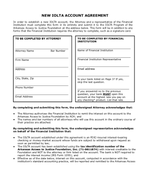 Fillable Online 2022-1031 IOLTA New Account Agreement Fax Email Print ...