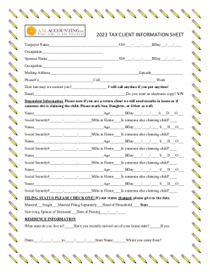 Fillable Online 2023 TAX CLIENT INFORMATION SHEET - AM Accounting, Inc ...