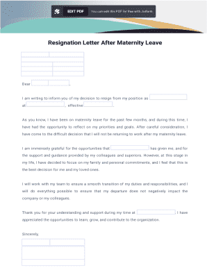 Fillable Online Resignation Form Template Fax Email Print - pdfFiller