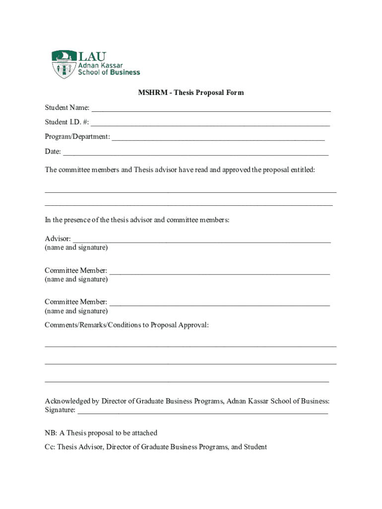 Fillable Online sb lau edu msw thesis proposal approval form (sw885) Fax Email Print - pdfFiller