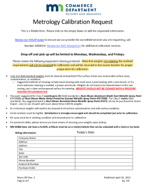 Fillable Online Metrology Calibration Request Form Fax Email Print ...