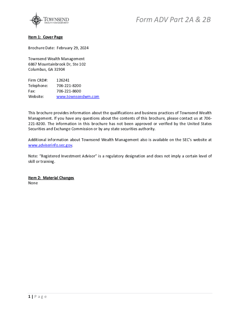 Fillable Online Form ADV Part 2A & 2B - Columbus Fax Email Print ...