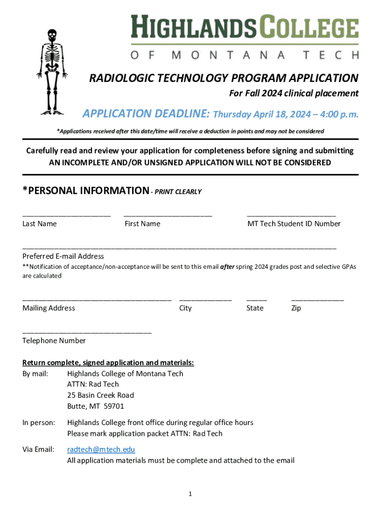 Fillable Online Medical Radiologic Technology - Overview Fax Email Print - pdfFiller