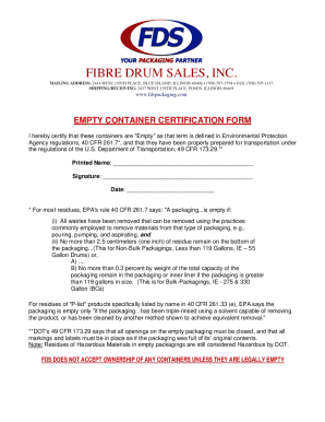 Fillable Online SAMPLE RIPA EMPTY CONTAINER CERTIFICATION FORM Fax ...