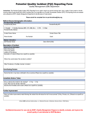 Fillable Online 20240301 - Potential Quality Incident (PQI) and ...