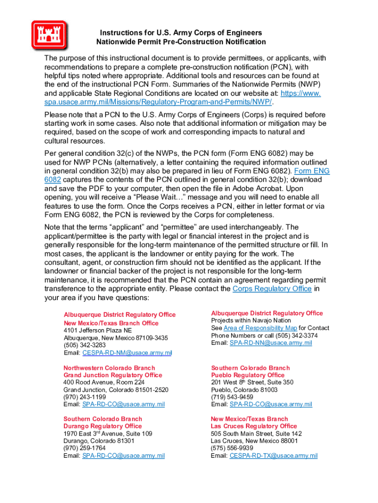 Fillable Online Instructions for U.S. Army Corps of Engineers ...