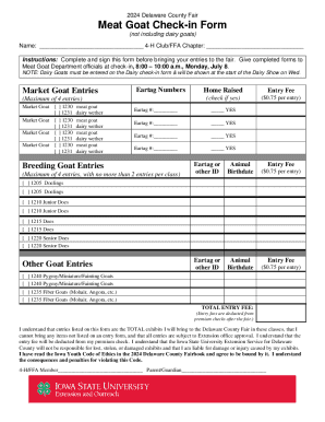Fillable Online Dairy Cattle & Dairy Goat Check-in Form Fax Email Print ...