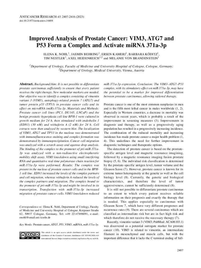 Fillable Online ar iiarjournals Improved Analysis of Prostate Cancer ...
