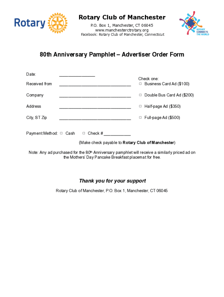 Fillable Online Anniversary Ad Order Form and Layout Fax Email Print - pdfFiller
