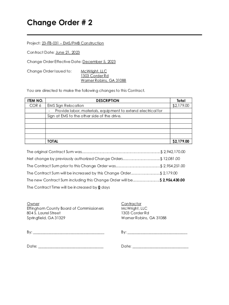 Fillable Online How Change Orders Work in Construction Fax Email Print ...