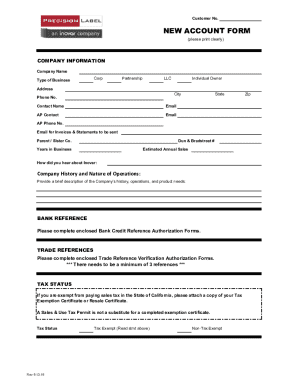 Fillable Online New Account Form & Set-Up Checklist Template ...