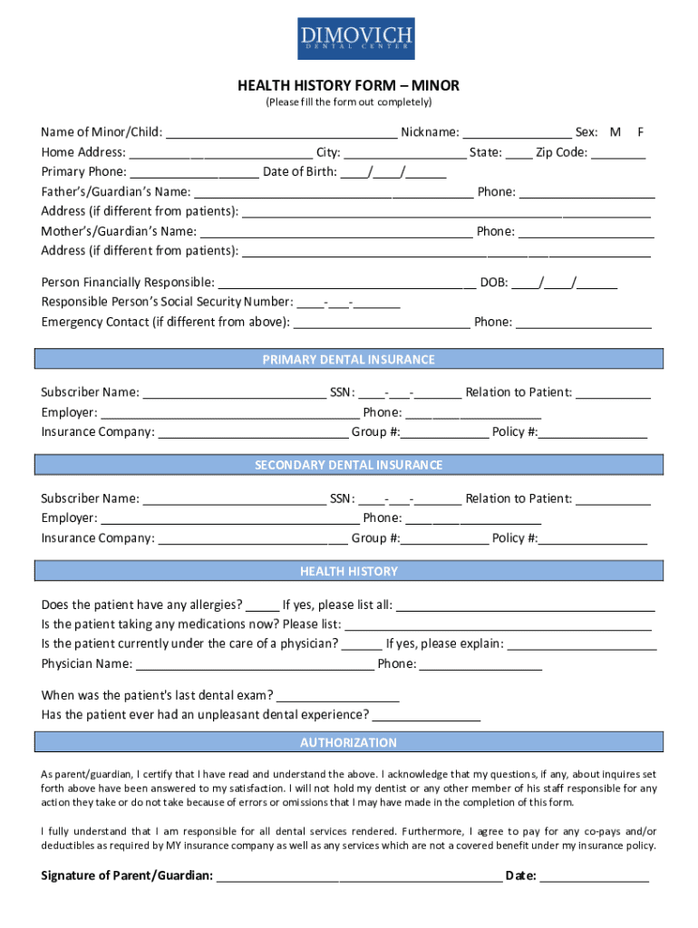 Fillable Online NEW PATIENT INFORMATION FORMMINOR Fax Email Print ...