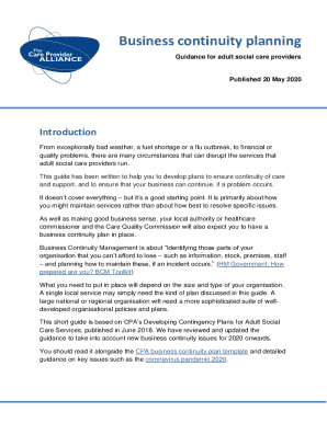 Fillable Online Business continuity planning guidance and template Fax ...