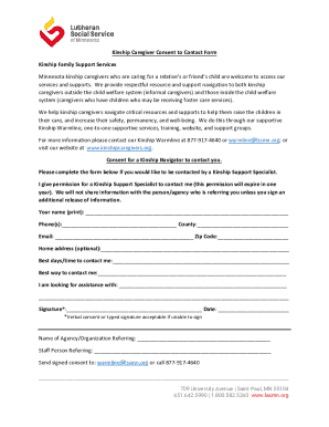 Fillable Online Kinship Caregiver Consent to Contact Form Fax Email ...