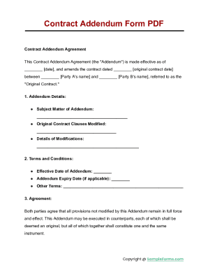 Fillable Online Contract Addendum Form PDF Fax Email Print - pdfFiller