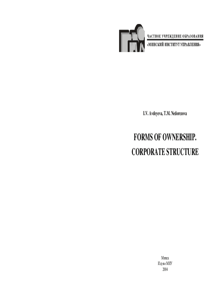 Fillable Online Forms of Business Ownership: The Corporate Structure ...