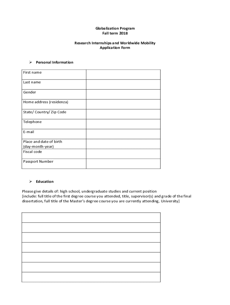 Fillable Online VIU Research Internships and Worldwide ...