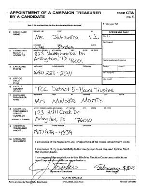 Fillable Online Orr-Form-CTA-Campaign-Treasurer- ... Fax Email Print ...