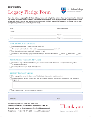 Fillable Online Legacy Pledge Form Thank you Fax Email Print - pdfFiller
