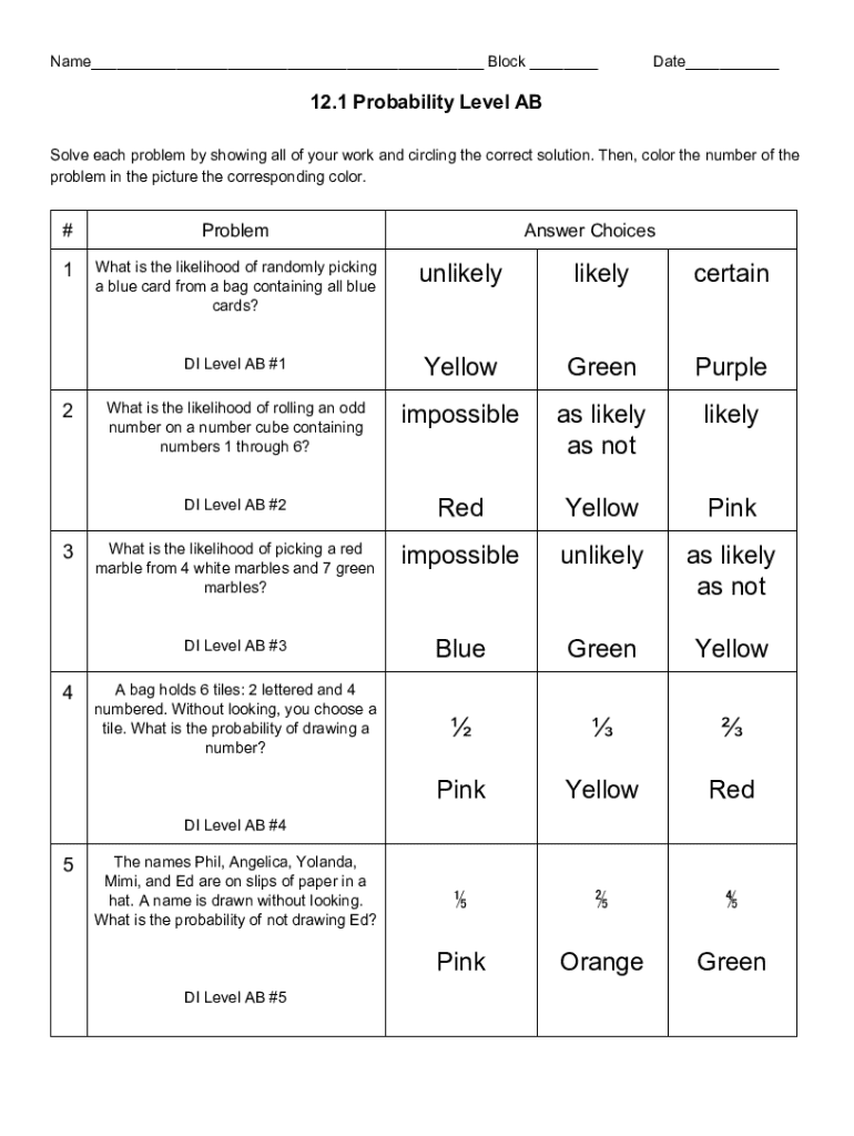 Fillable Online Chapter 12: Probability and Statistics Fax Email Print - pdfFiller