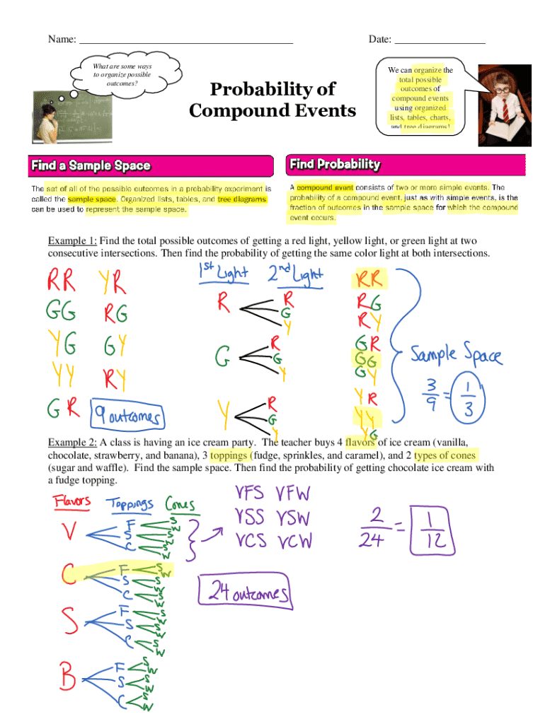 Fillable Online You can identify sample spaces for compound events ...