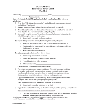 Fillable Online IRB Protocol Submission ChecklistSteps to Follow Fax Email Print - pdfFiller