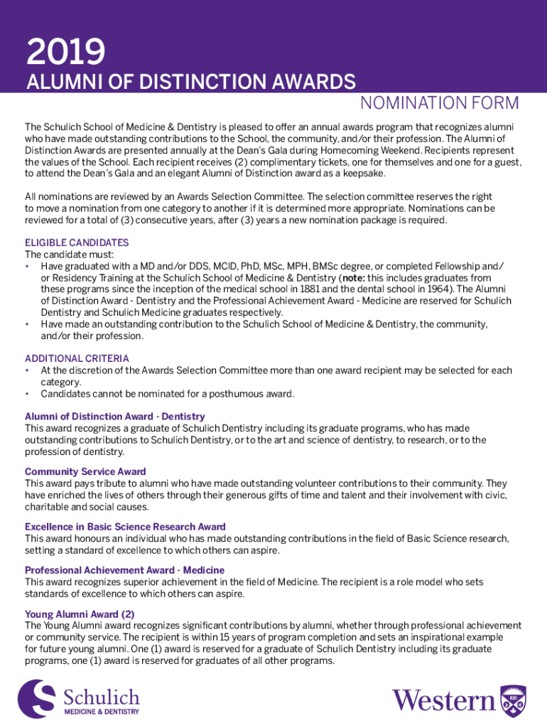 Fillable Online Alumni of Distinction Awards Fax Email Print - pdfFiller