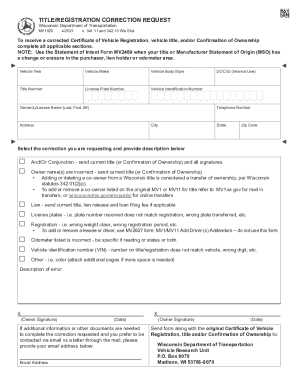 Fillable Online Title/Registration Correction Request Form Fax Email Print - pdfFiller