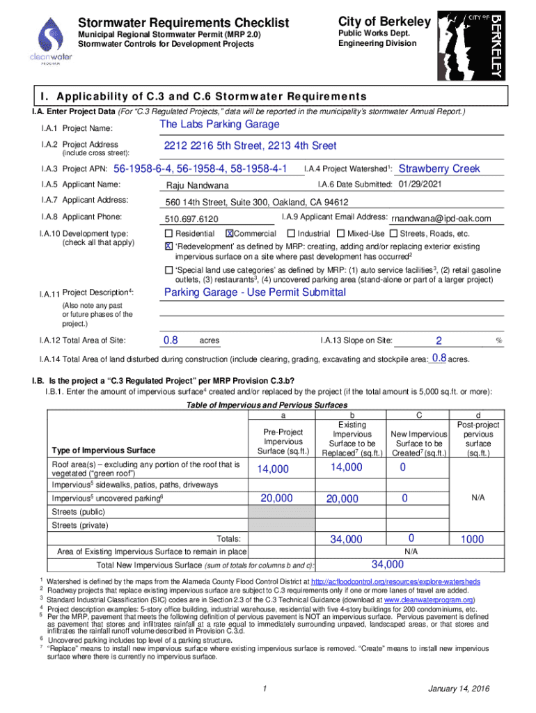 Fillable Online UC Berkeley Storm Water Management Checklist Fax Email ...