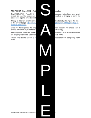 Fillable Online PROP.SP.07 - Form N119 - Particulars of Claim for ...