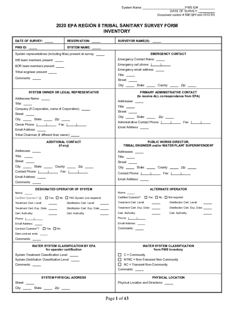 Fillable Online Tribal Sanitary Survey Form Fax Email Print - pdfFiller