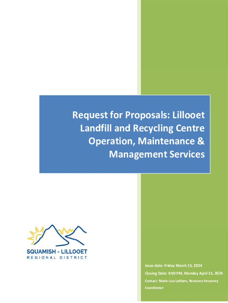 Fillable Online Request for Proposals: Lillooet Landfill and Recycling ...