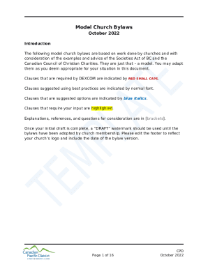 Guide to Writing Church Bylaws - myCPDPacific District Doc Template ...