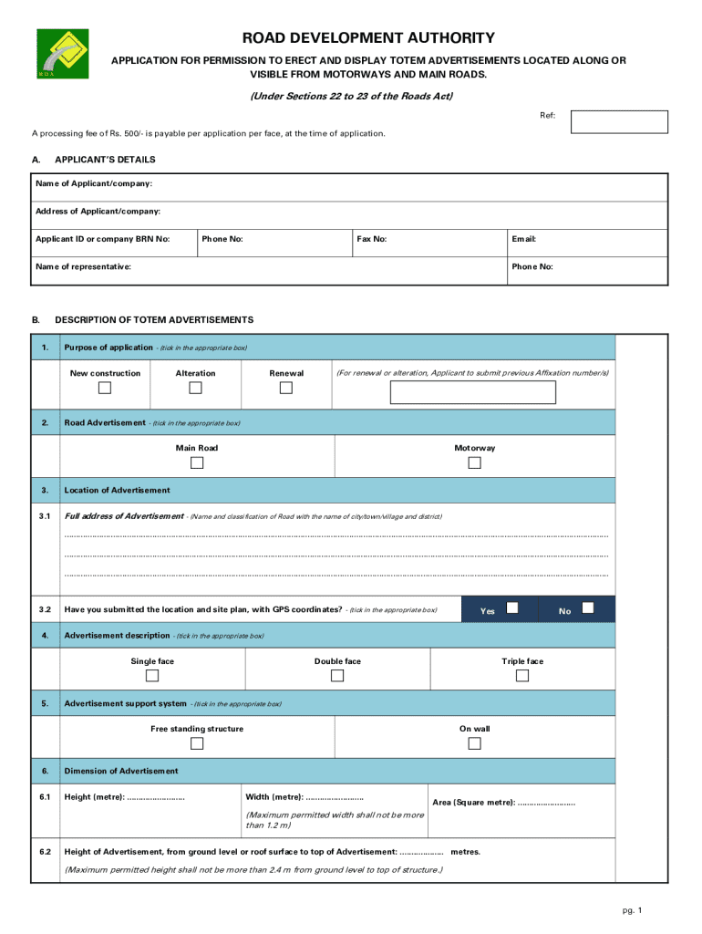 Fillable Online rda govmu Application-form-Totem-Advertisements.pdf Fax Email Print - pdfFiller