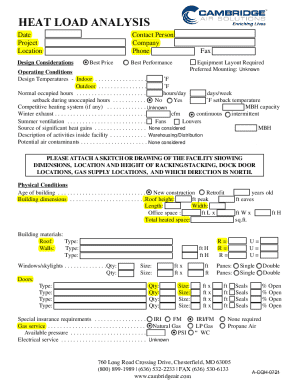 Fillable Online Cal-Q-Heat Form. Cambridge Heat Load Calculations Fax ...