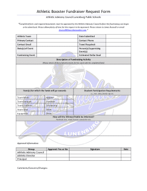 Fillable Online Athletic Booster Fundraiser Request Form Fax Email Print - pdfFiller