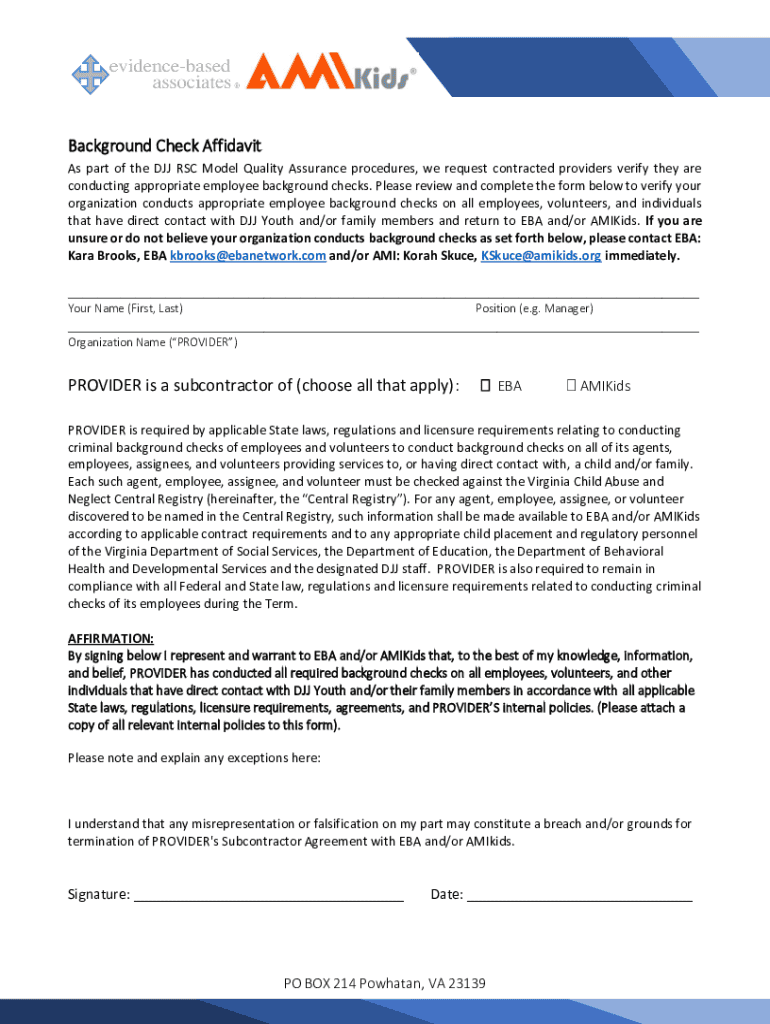 Fillable Online Background Check Affidavit Fax Email Print - pdfFiller