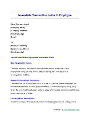 Fillable Online FREE 12+ Employment Termination Letter Samples, PDF ...