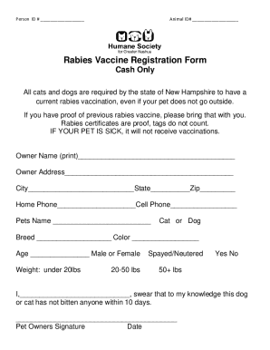 Fillable Online Rabies Vaccine Registration Form Fax Email Print ...