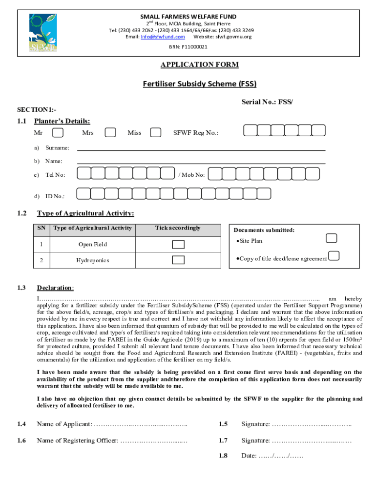 Fillable Online Fss Application Form Final Fax Email Print Pdffiller