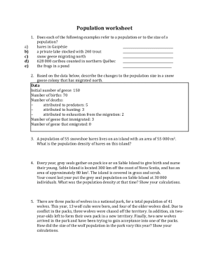 Fillable Online Population worksheet Fax Email Print - pdfFiller