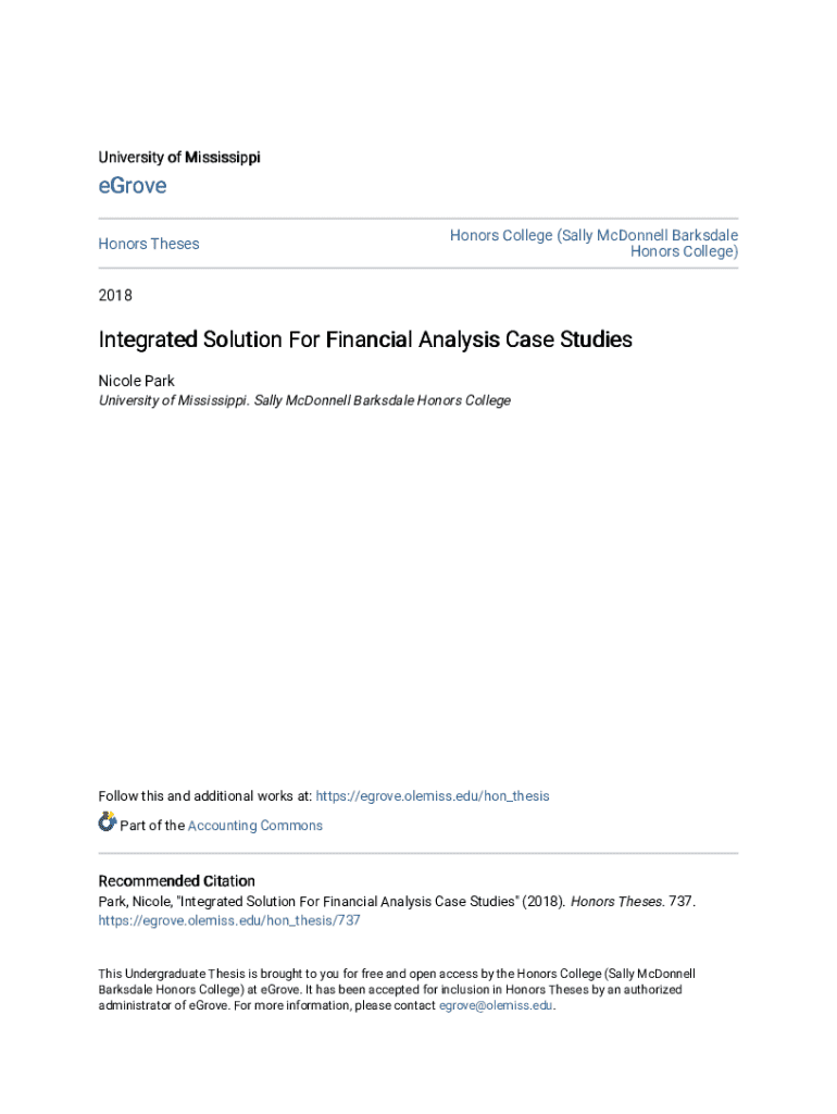 Fillable Online Integrated Solution For Financial Analysis Case Studies ...