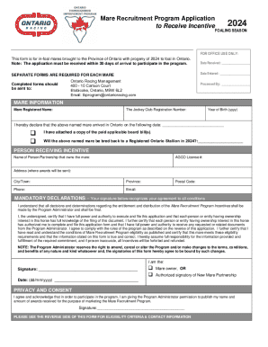 Fillable Online ontario resident mare declaration form **new** foaling ...