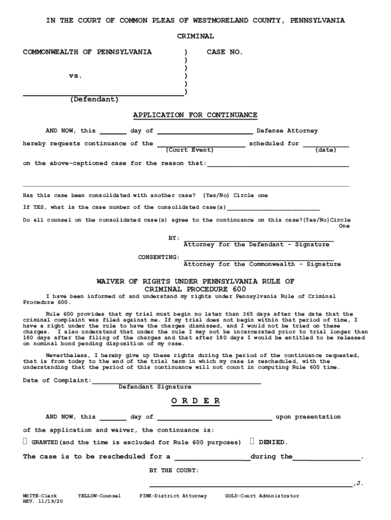 Fillable Online hereby requests continuance of the Fax Email Print ...